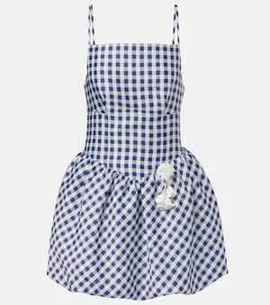SELF-PORTRAIT Gingham Taffeta Mini Dress