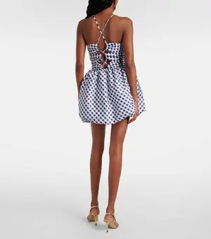SELF-PORTRAIT Gingham Taffeta Mini Dress