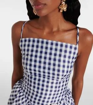 SELF-PORTRAIT Gingham Taffeta Mini Dress