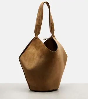 Khaite Lotus Small Suede Tote Bag - Brown