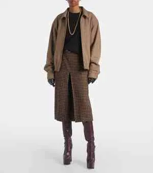 Saint Laurent Gingham Mid-rise Wool Culottes