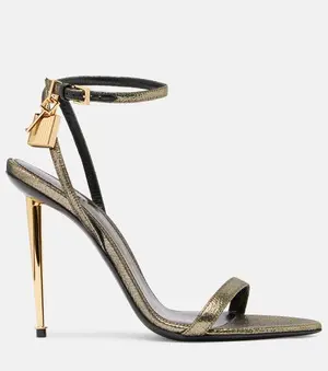 TOM FORD Padlock 105 Metallic Sandals - Gold