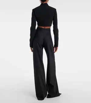 Costarellos Pleated Wool-blend Wide-leg Pants
