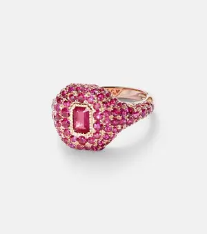 Shay Jewelry 18kt Rose Ring With Rubies - Gold