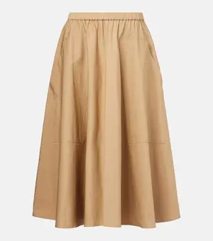 Vince Cotton-blend Midi Skirt
