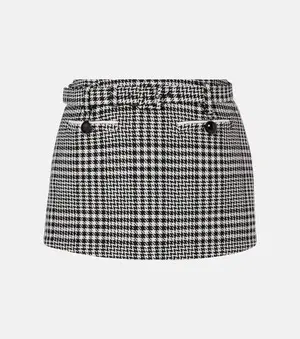 SELF-PORTRAIT Belted Houndstooth Skort