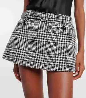 SELF-PORTRAIT Belted Houndstooth Skort