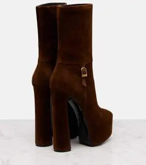 Saint Laurent Nico Suede Platform Ankle Boots