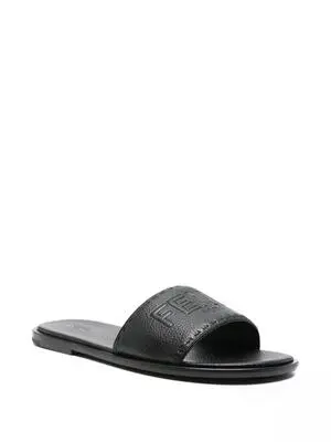 Fendi Roma Embossed-logo Leather Sandals