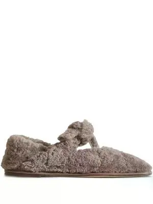 Hereu Shearling Ballet Flats - Grey
