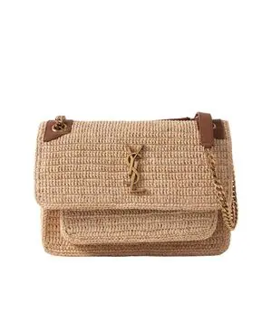 Saint Laurent Niki Medium Raffia Shoulder Bag - Brown