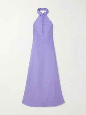 TALLER MARMO Barbara Open-back Linen Gown - Purple