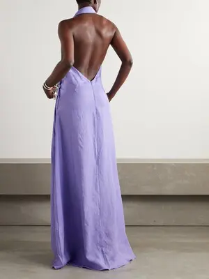 TALLER MARMO Barbara Open-back Linen Gown - Purple