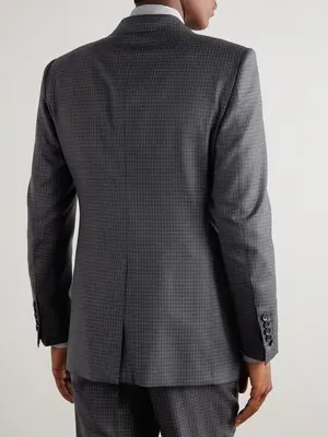 TOM FORD Checked Wool Suit Jacket - Gray