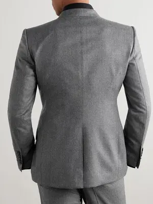 TOM FORD Dyllan Double-breasted Wool-flannel Suit Jacket - Gray
