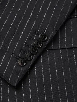 TOM FORD Dyllan Double-breasted Striped Metallic Wool And Silk-blend Suit Jacket - Black