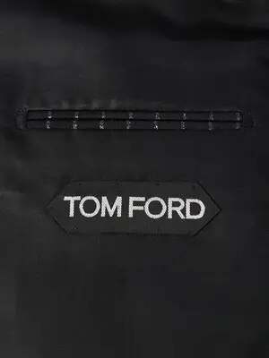 TOM FORD Dyllan Double-breasted Striped Metallic Wool And Silk-blend Suit Jacket - Black