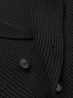 TOM FORD Shawl-collar Double-breasted Ribbed Cardigan - Black