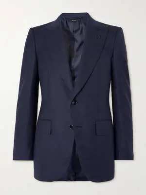 TOM FORD Dyllan Super 130s Grain De Poudre Wool Suit Jacket - Navy