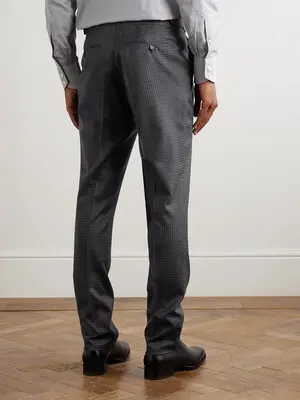 TOM FORD Dyllan Checked Wool Suit Trousers - Gray