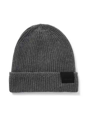 TOM FORD Logo-Appliquéd Ribbed Cashmere Beanie Gray