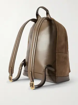 TOM FORD Buckley Leather-trimmed Suede Backpack - Brown