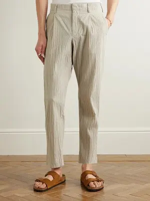 Nn07 Bill 5721 Straight-leg Seersucker Trousers - Neutrals