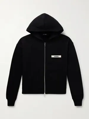 Jacquemus Logo-embroidered Cotton-jersey Zip-up Hoodie