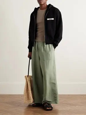 Jacquemus Logo-embroidered Cotton-jersey Zip-up Hoodie