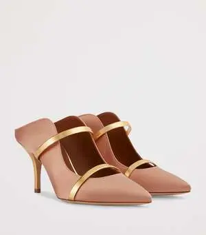 MALONE SOULIERS Maureen 70 Satin Mules - Pink