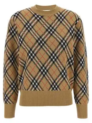 Burberry Check Print Wool Sweater - Beige