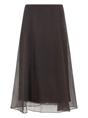 Brunello Cucinelli Silk Long Skirt - Brown