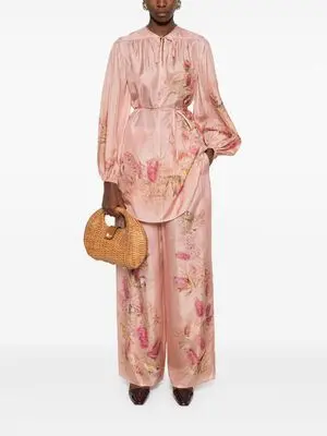 Zimmermann Cascadian Printed Silk Top - Pink