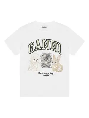 GANNI Organic Cotton Graphic T-shirt - White