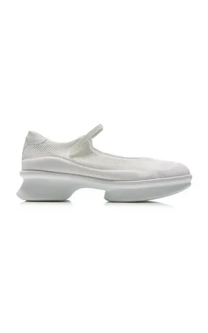 Prada Wavy Mesh Platform Flats - White