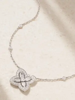 De Beers Enchanted Lotus White Gold Diamond Necklace - Silver