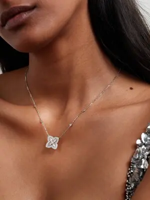 DE BEERS LONDON De Beers 18k White Gold Diamond Lotus Necklace