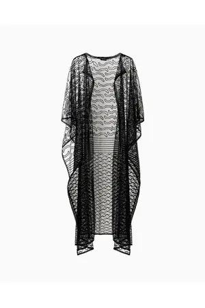 Giorgio Armani Embroidered Tulle Cape - Black
