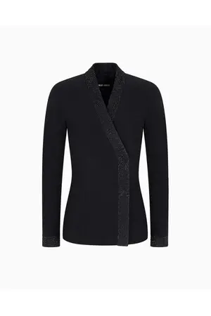 Giorgio Armani Single-breasted Silk Cady Jacket With Crystals - Black
