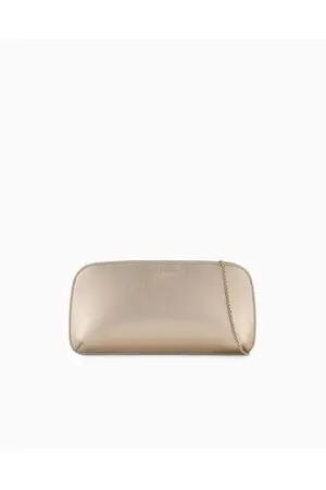 Giorgio Armani Lamé Leather La Prima Horizontal Clutch - Beige