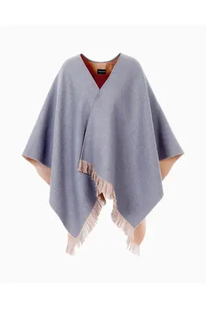 Giorgio Armani Wool Cape With Ga Logo - Grey