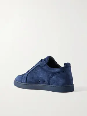CHRISTIAN LOUBOUTIN Rantulow Orlato Grosgrain-trimmed Suede Sneakers - Blue
