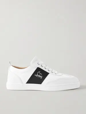 CHRISTIAN LOUBOUTIN Full-grain Leather-trimmed Canvas Sneakers - White