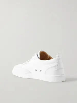 CHRISTIAN LOUBOUTIN Full-grain Leather-trimmed Canvas Sneakers - White