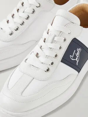 CHRISTIAN LOUBOUTIN Full-grain Leather-trimmed Canvas Sneakers - White