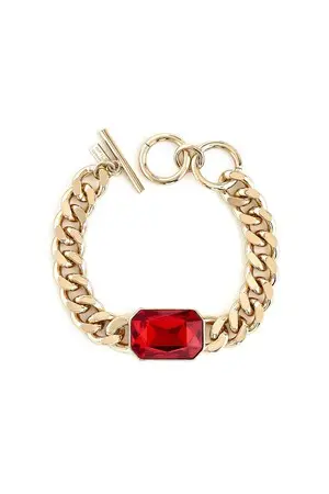 KENNETH JAY LANE Ruby Octagon Chain Bracelet - Gold