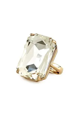 KENNETH JAY LANE Crystal Octagon Stone Adjustable Ring - Gold