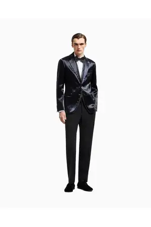 Giorgio Armani Soho Line Silk-blend Rhinestone Tuxedo Jacket - Blue