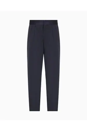 Giorgio Armani Washed Silk Blend Double-pleat Trousers - Blue