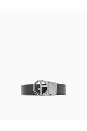 Giorgio Armani Brushed Calfskin Reversible Belt - Black